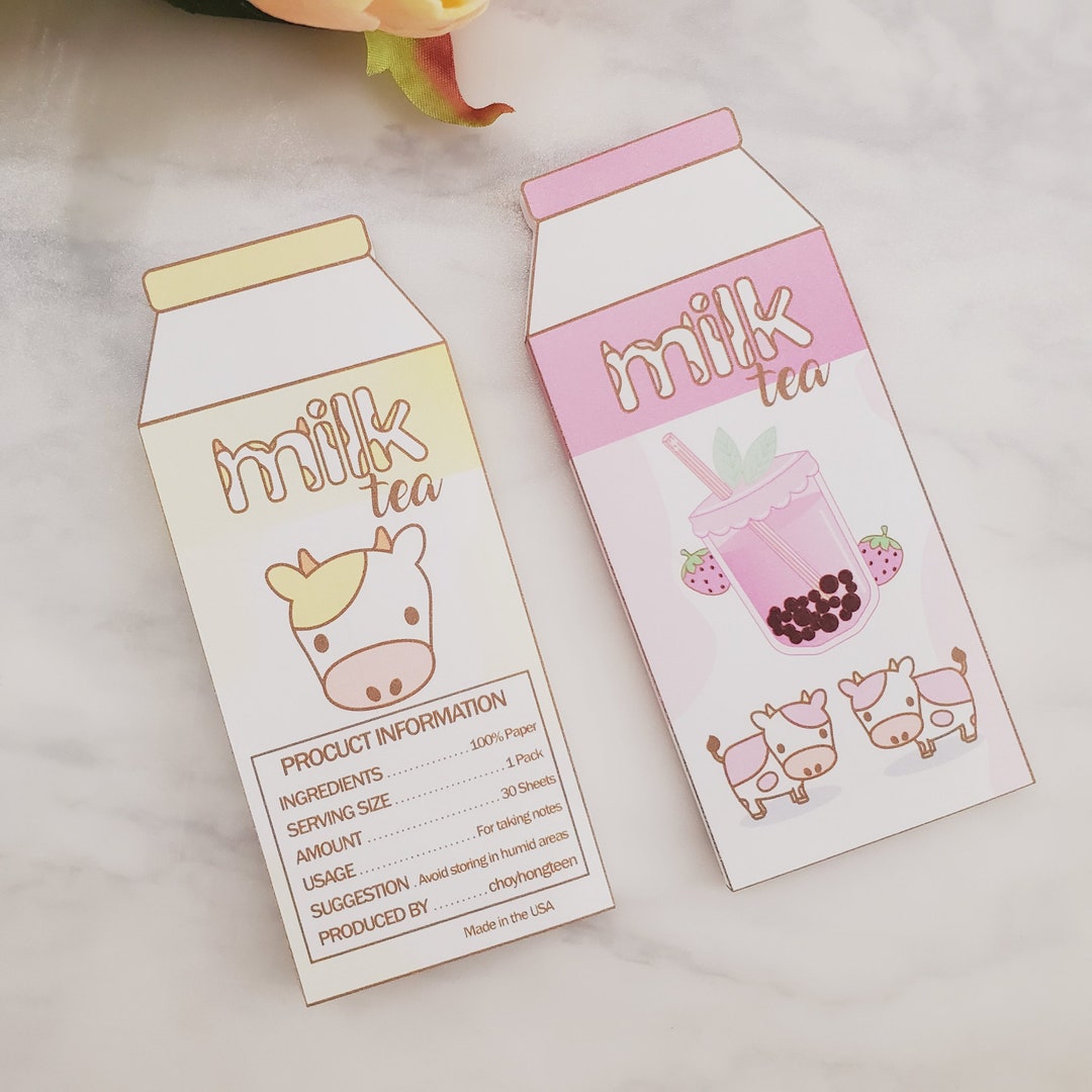 Milk Tea Memo Pad Milk Tea Kawaii Memo Pad Cute Memo Pad - Etsy