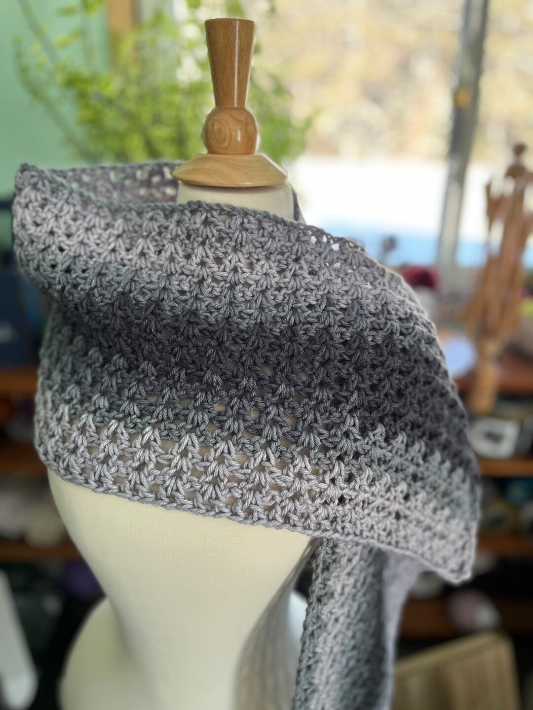 Handmade Grey Crochet Scarf: Long Shoulder Shawl - Etsy