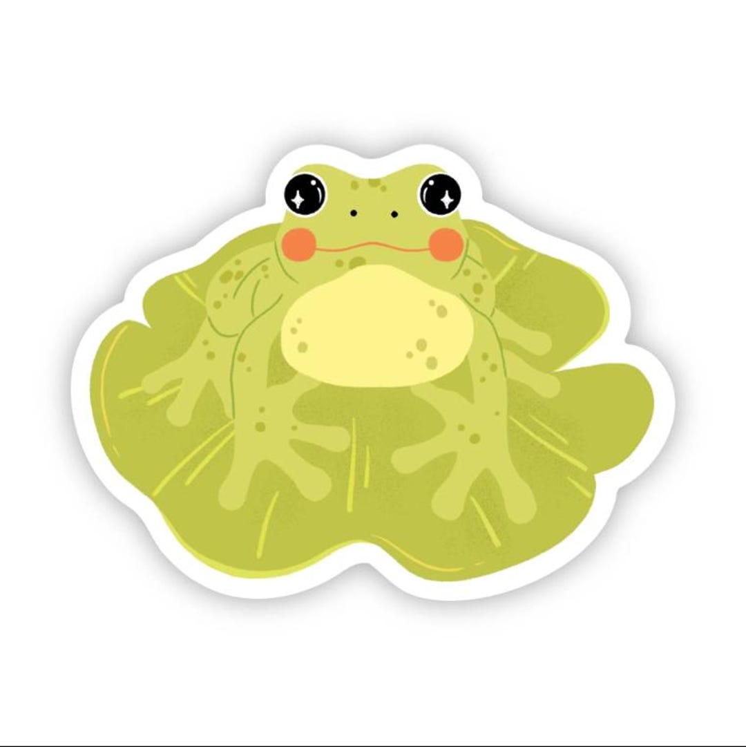 Frog on Lily Pad Sticker | Waterproof Vinyl for Laptops, Water Bottles ...