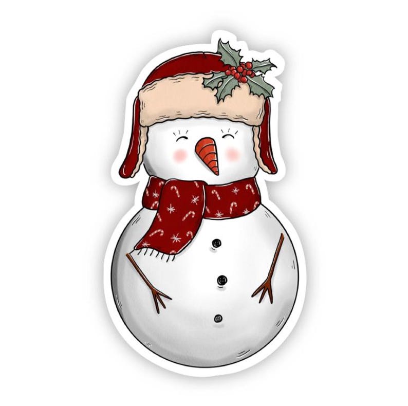 Snowman Sticker, Winter Holiday Vinyl Decal for Water Bottles - Etsy