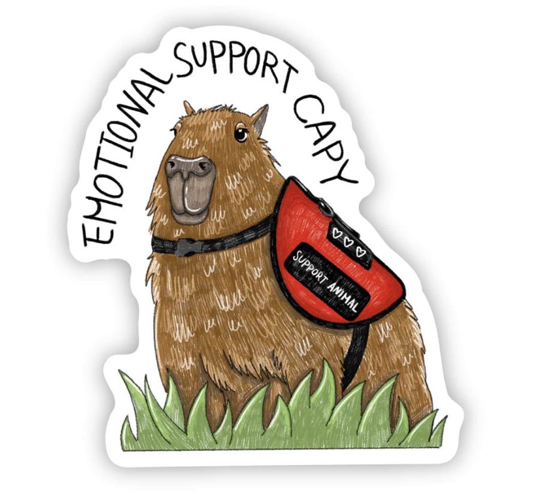 Emotional Support Capybara Sticker | Waterproof Vinyl Decal - Etsy