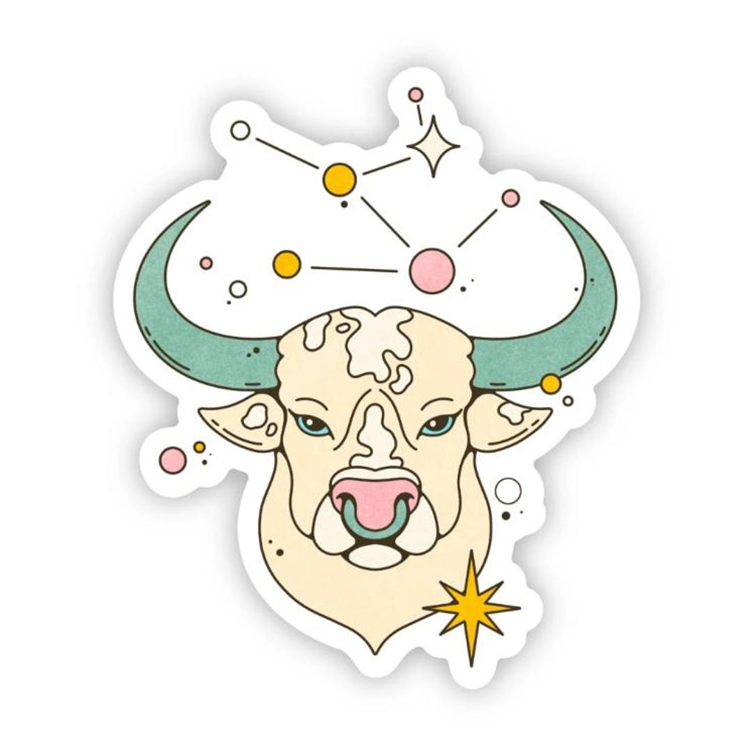 Taurus Zodiac Symbol Sticker | Waterproof Vinyl for Laptops, Water ...