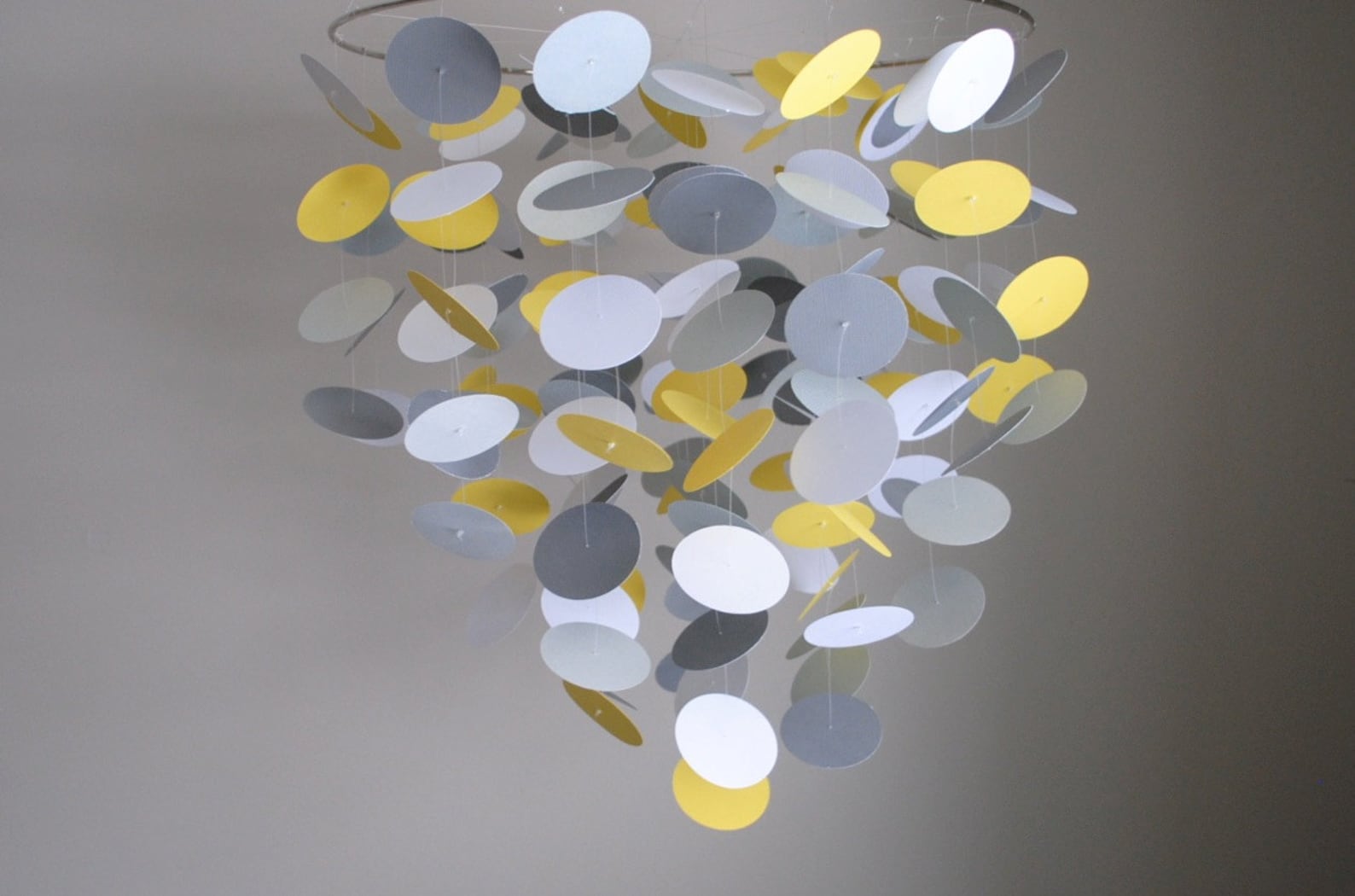 Yellow and Gray Floating Dot Mobile large // Nursery Mobile - Etsy