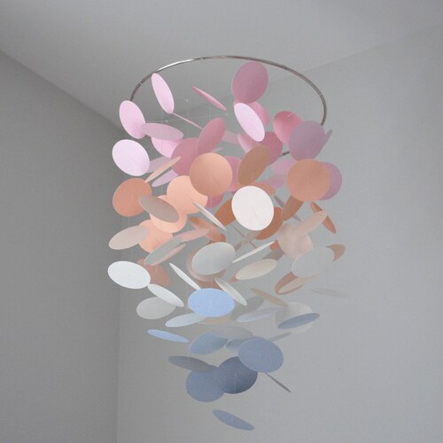 Blush Pink and Gray Ombre Floating Circle/dot Mobile large - Etsy