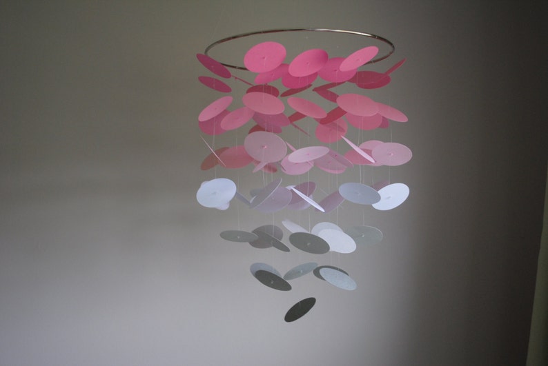 Pink White & Gray Circle Dot Mobile // Nursery Mobile | Etsy