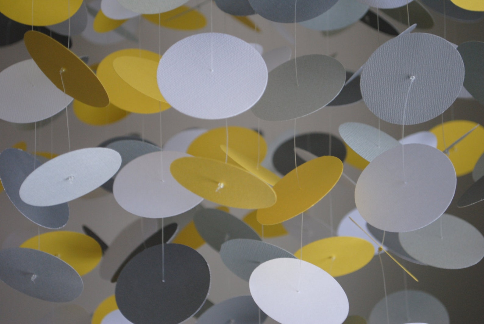 Yellow and Gray Floating Dot Mobile (large) // Nursery Mobile - Choose ...