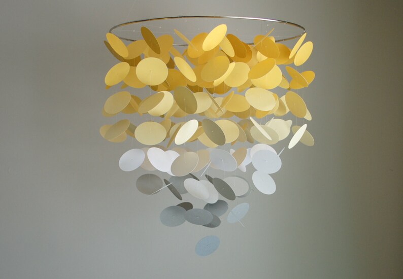 Yellow and Gray Ombre Circle Dot Mobile large // Nursery | Etsy
