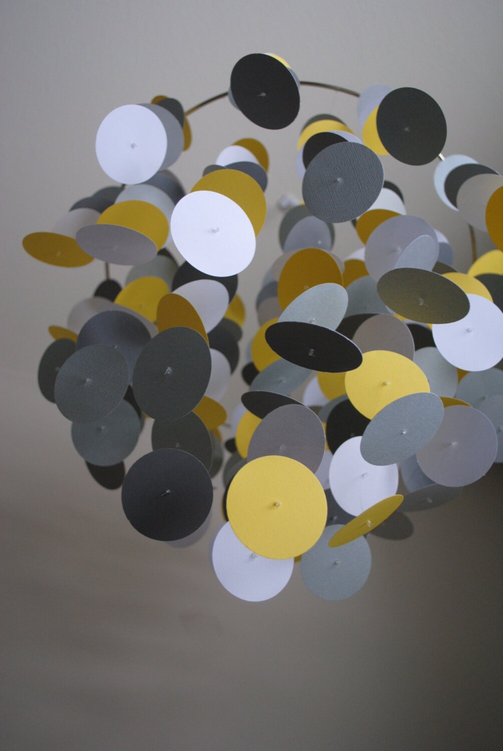 Yellow and Gray Floating Dot Mobile (large) // Nursery Mobile - Choose ...