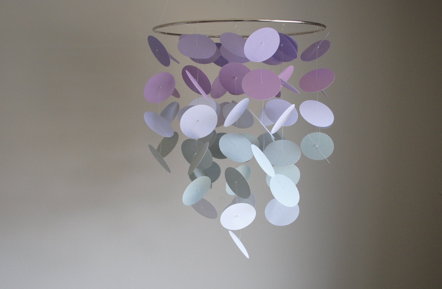 Purple Gray & White Floating Dot Mobile // Nursery Mobile // | Etsy