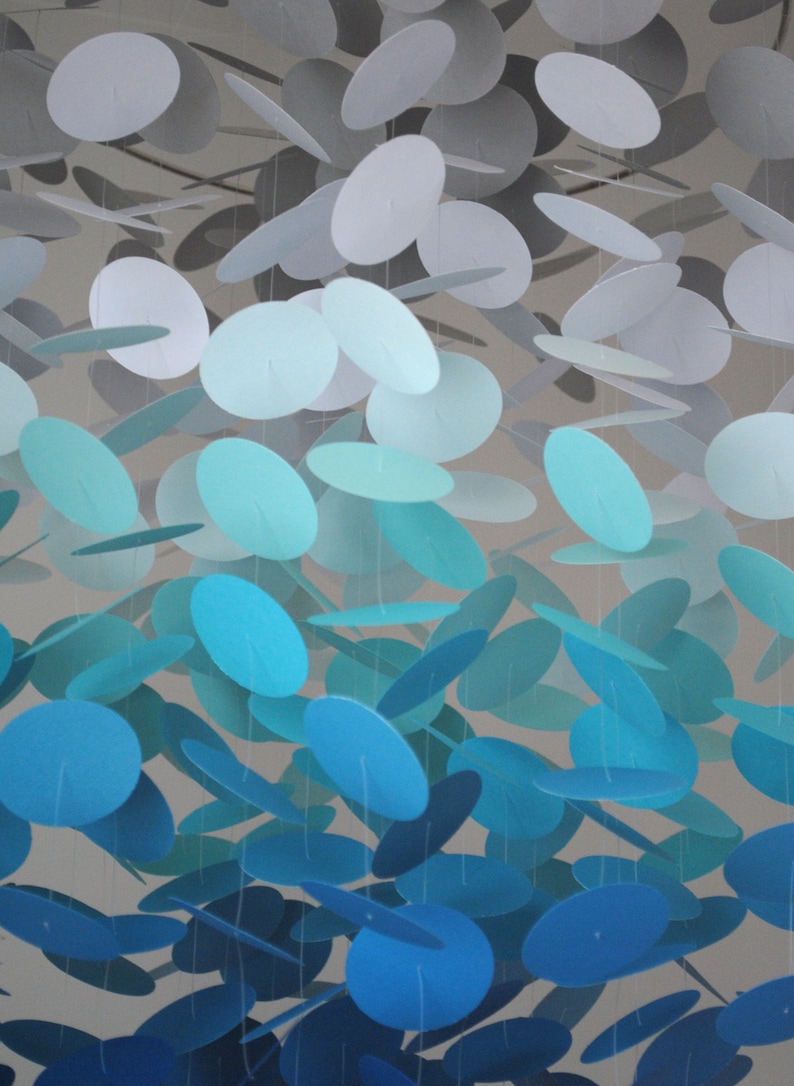 Ocean Ombre Floating Dot Mobile (large) - Gray, White, Blue // Nursery ...