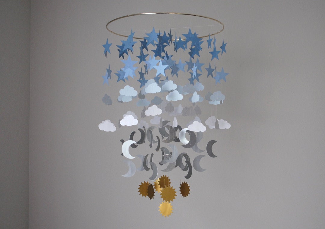 Celestial Mobile - Stars, Clouds, Moons, Suns (large) // Nursery Mobile ...