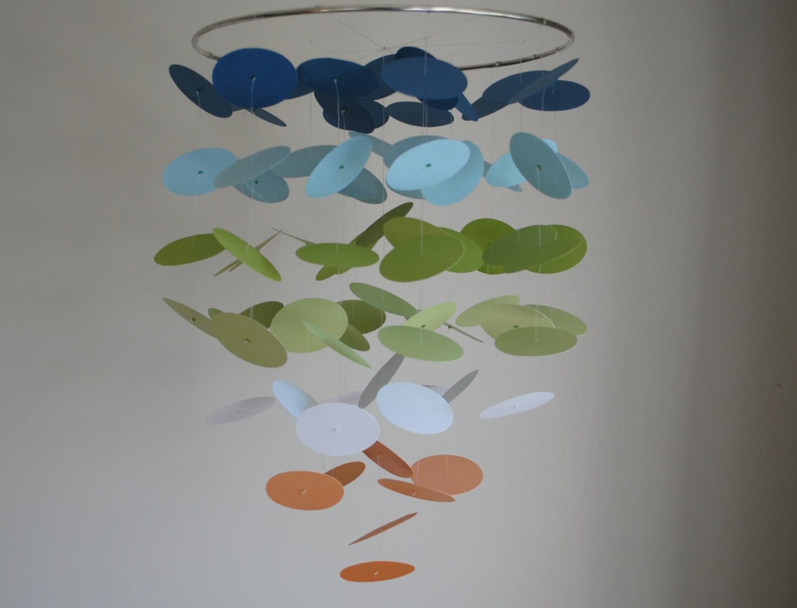 Blue/green/orange Floating Dot Mobile // Nursery Mobile - Etsy
