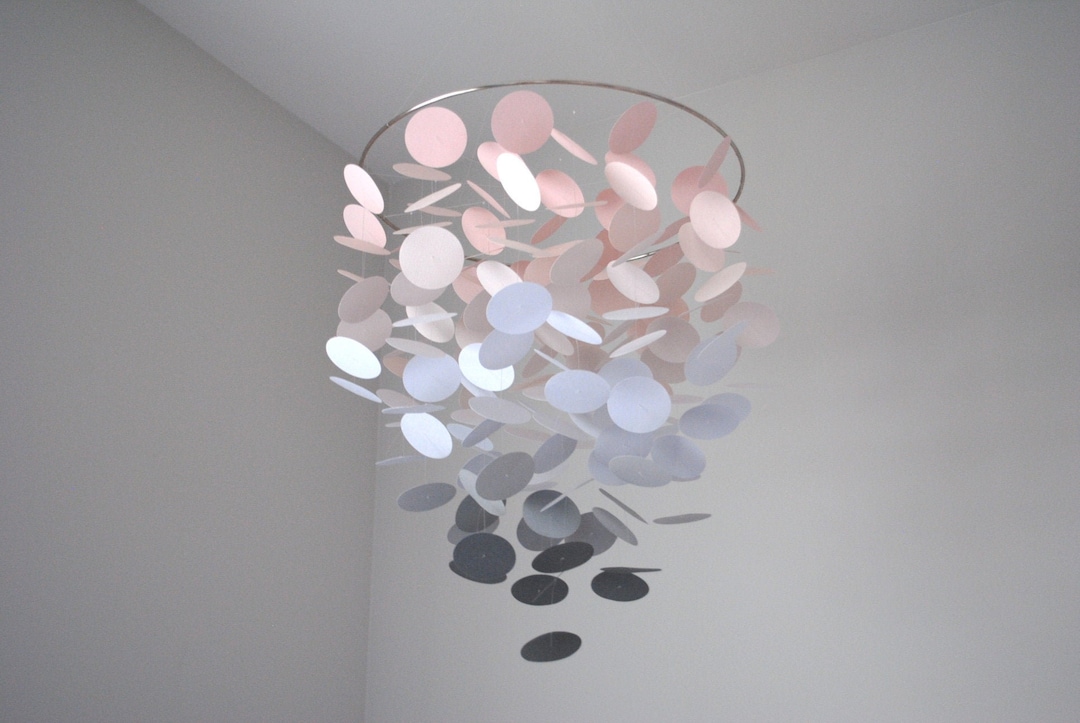 Blush Pink and Gray Ombre Floating Circle/dot Mobile (large) // Nursery ...