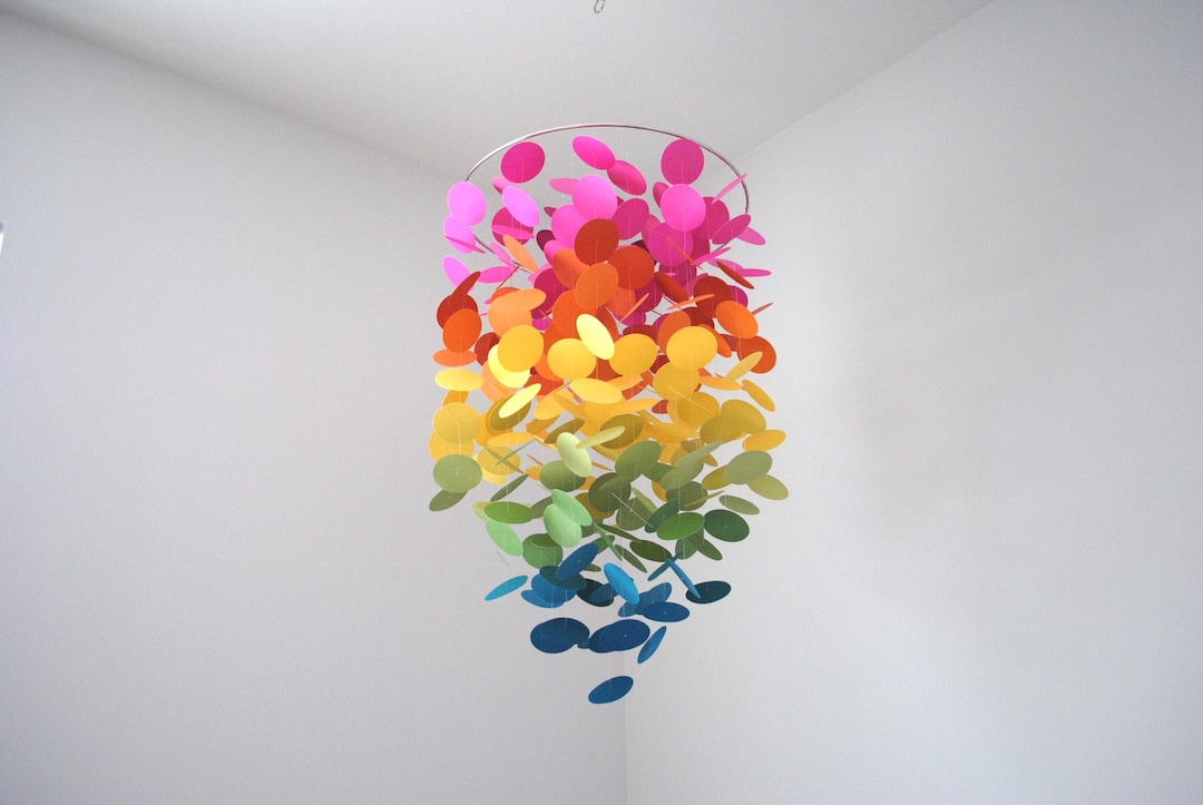 Bright Rainbow Floating Dot Mobile (large) Ombre // Nursery Mobile ...
