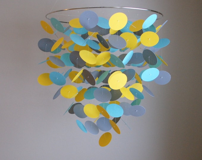 Yellow, Grey, Aqua/teal/turquoise Floating Dot Mobile (large ...