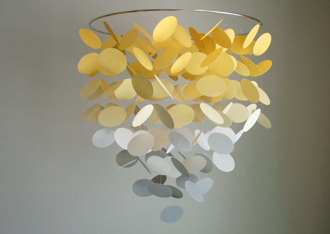 Yellow and Gray Ombre Circle Dot Mobile (large) // Nursery Mobile ...