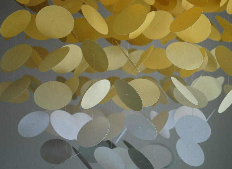 Yellow and Gray Ombre Circle Dot Mobile large // Nursery | Etsy
