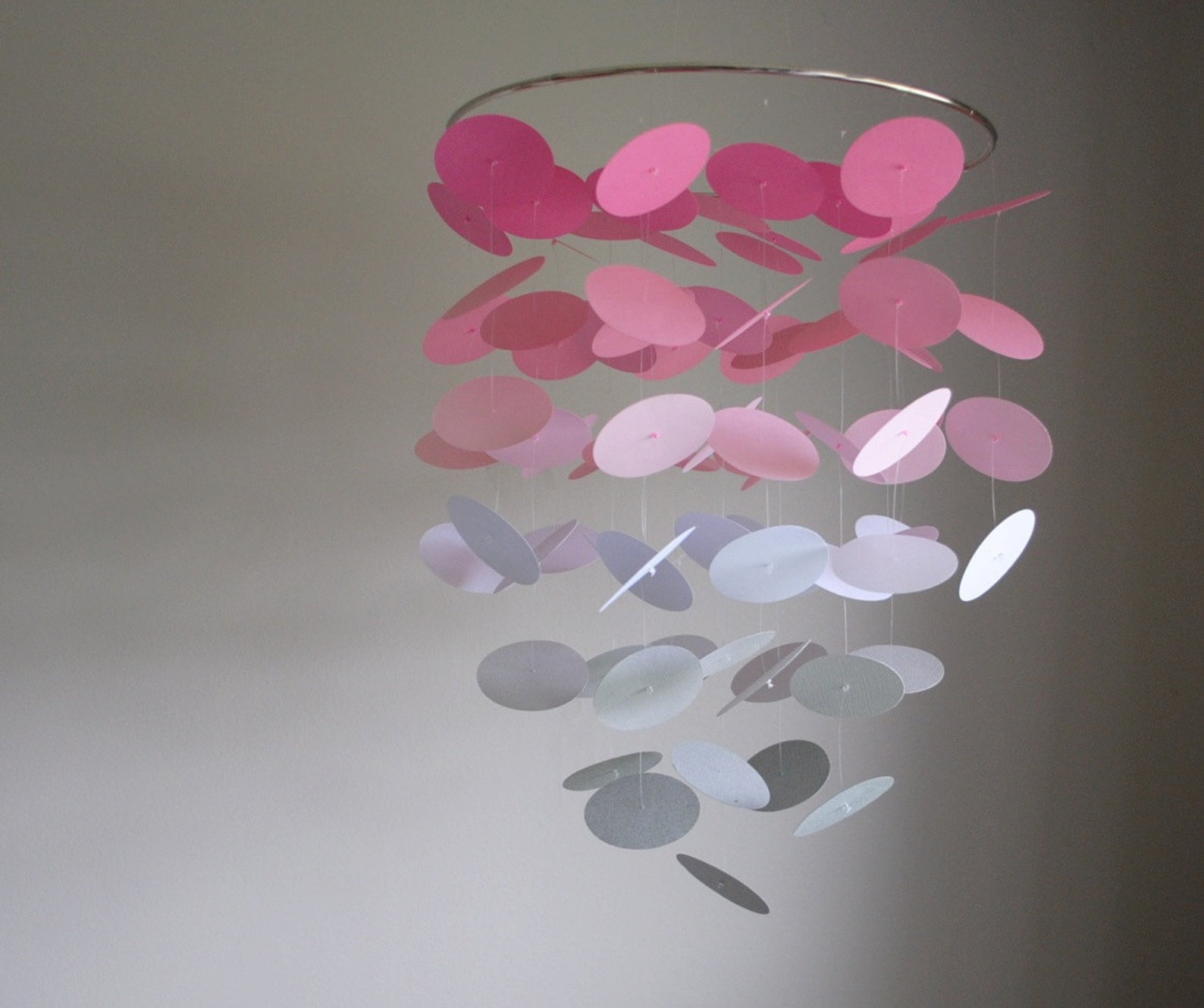 Pink White & Gray Circle Dot Mobile // Nursery Mobile - Etsy