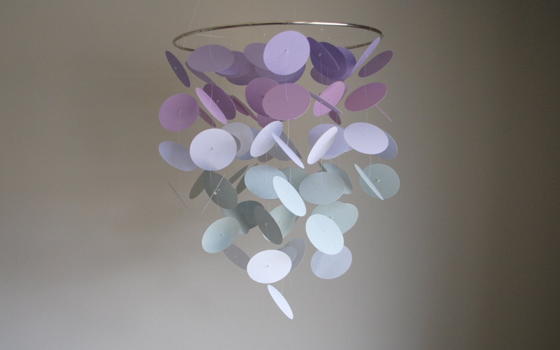 Purple Gray & White Floating Dot Mobile // Nursery Mobile // - Etsy