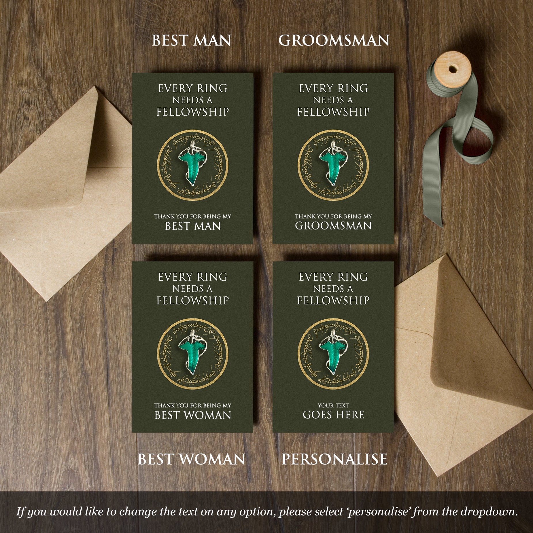 Thank You Best Man Card and Leaf Pin Elf Elven Keepsake - Etsy UK