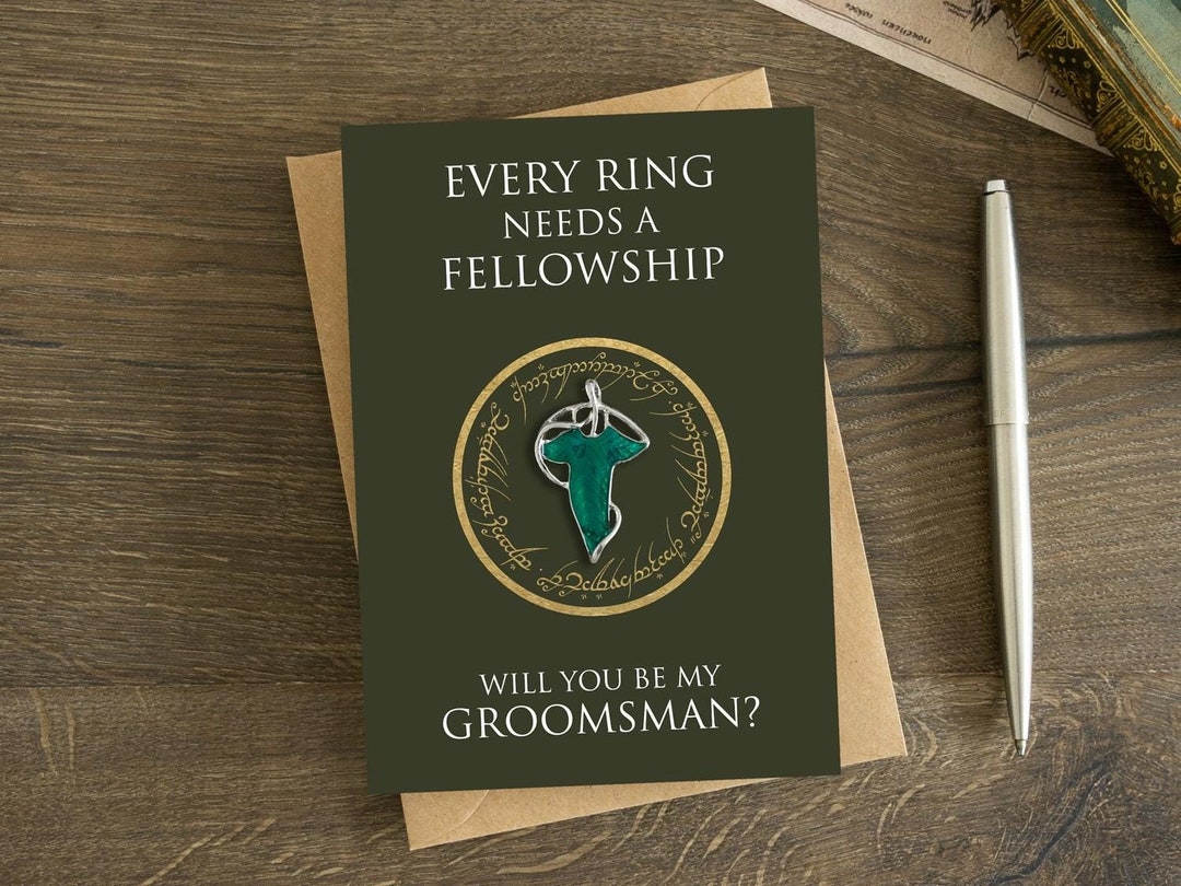 Will You Be My Groomsman Card With Keepsake Elf Leaf Pin, Fellowship ...