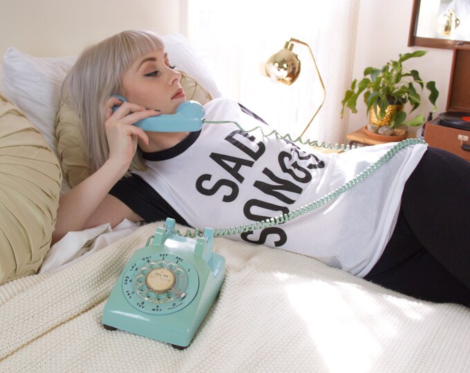Vintage Blue Rotary Phone / Old Rotary Dial Telephone / Retro Western ...