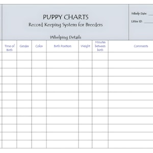 Puppy Charts for Keeping Records on New Puppy Litters - Etsy