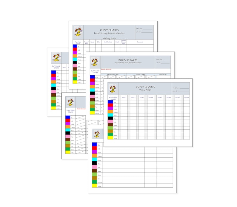 Puppy Charts for Keeping Records on New Puppy Litters - Etsy