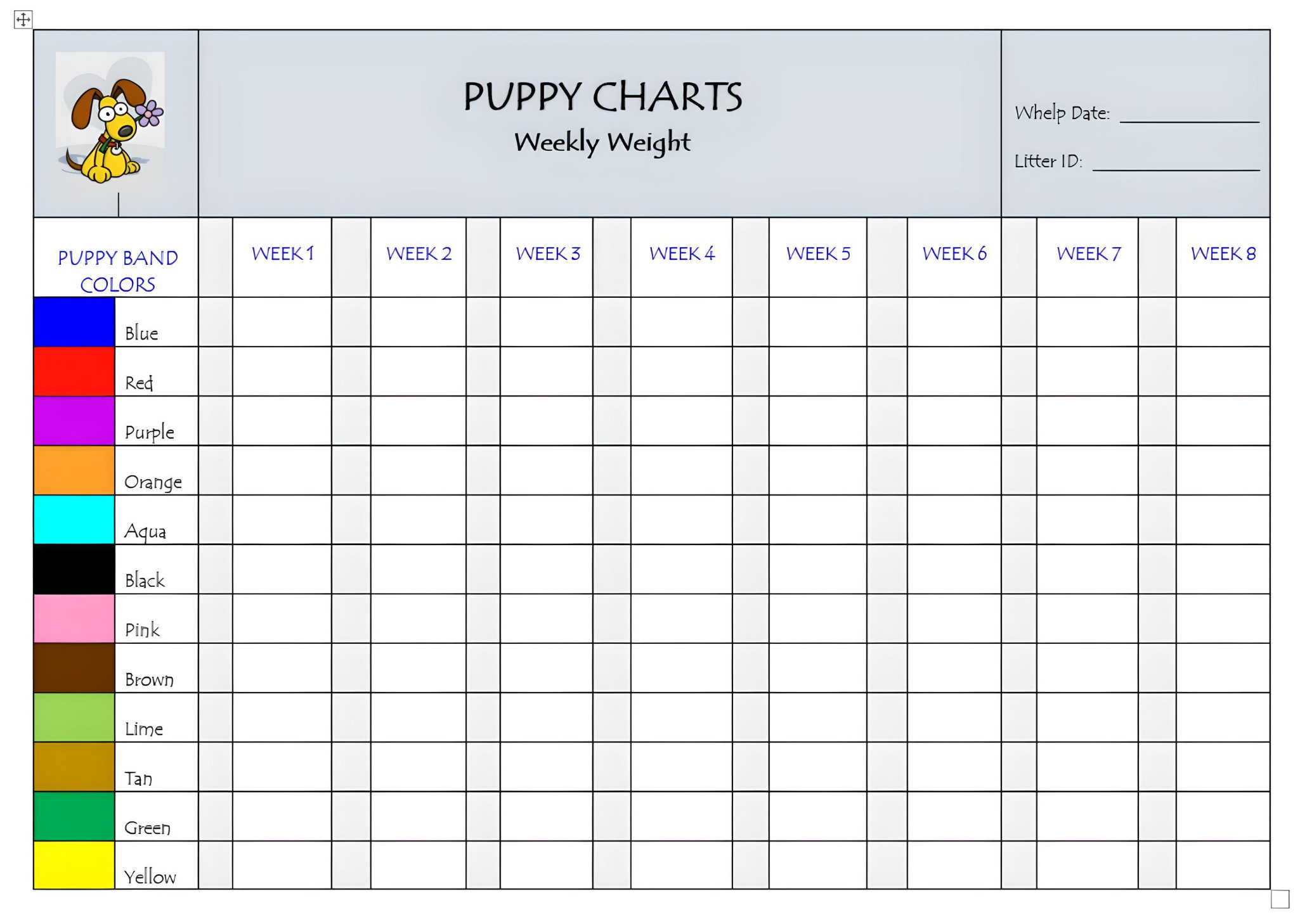 Puppy Charts for Keeping Records on New Puppy Litters - Etsy