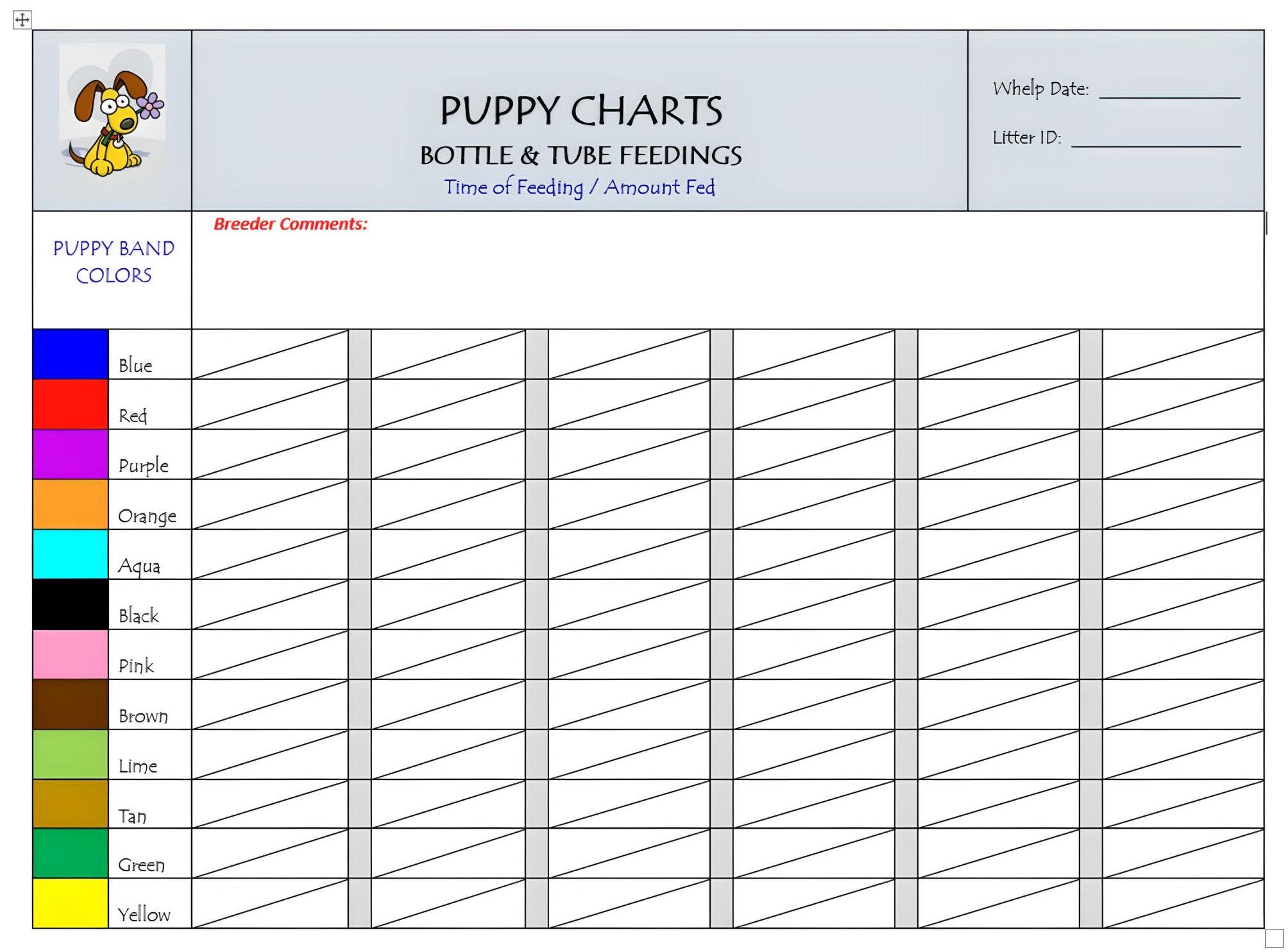 Puppy Charts for Keeping Records on New Puppy Litters - Etsy