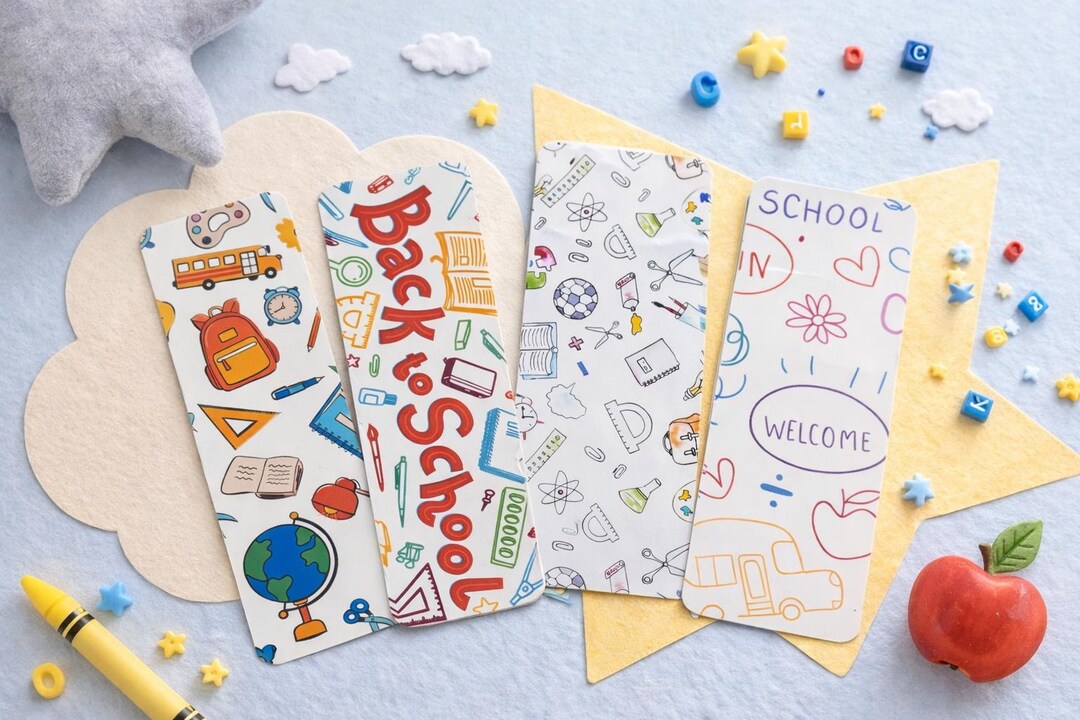 Back to School Bookmarks, Cute School Themed Bookmarks, Teacher Gift ...