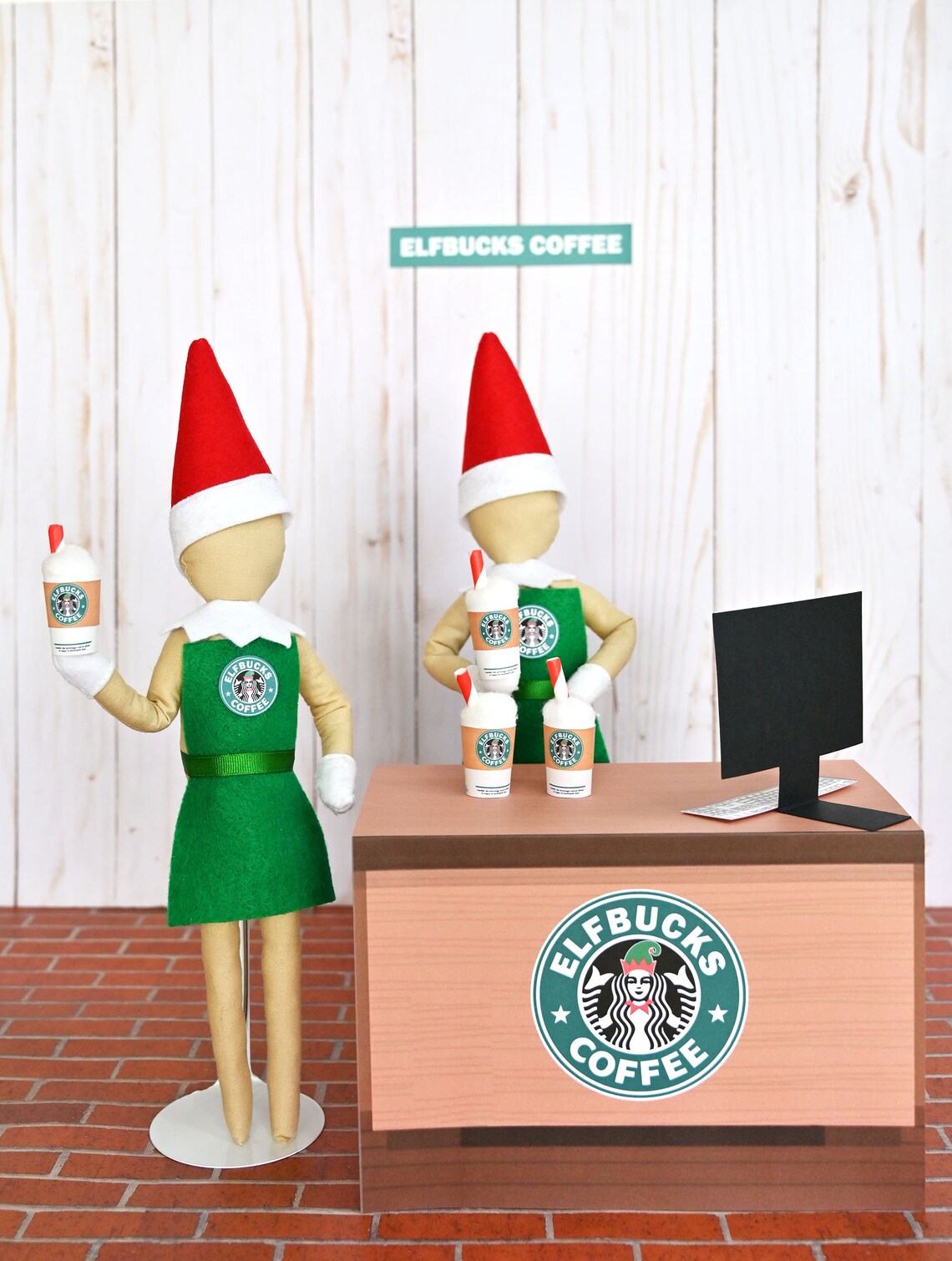 Elf Bucks Coffee Shop Display Prop Doll Costume Elf Clothes - Etsy