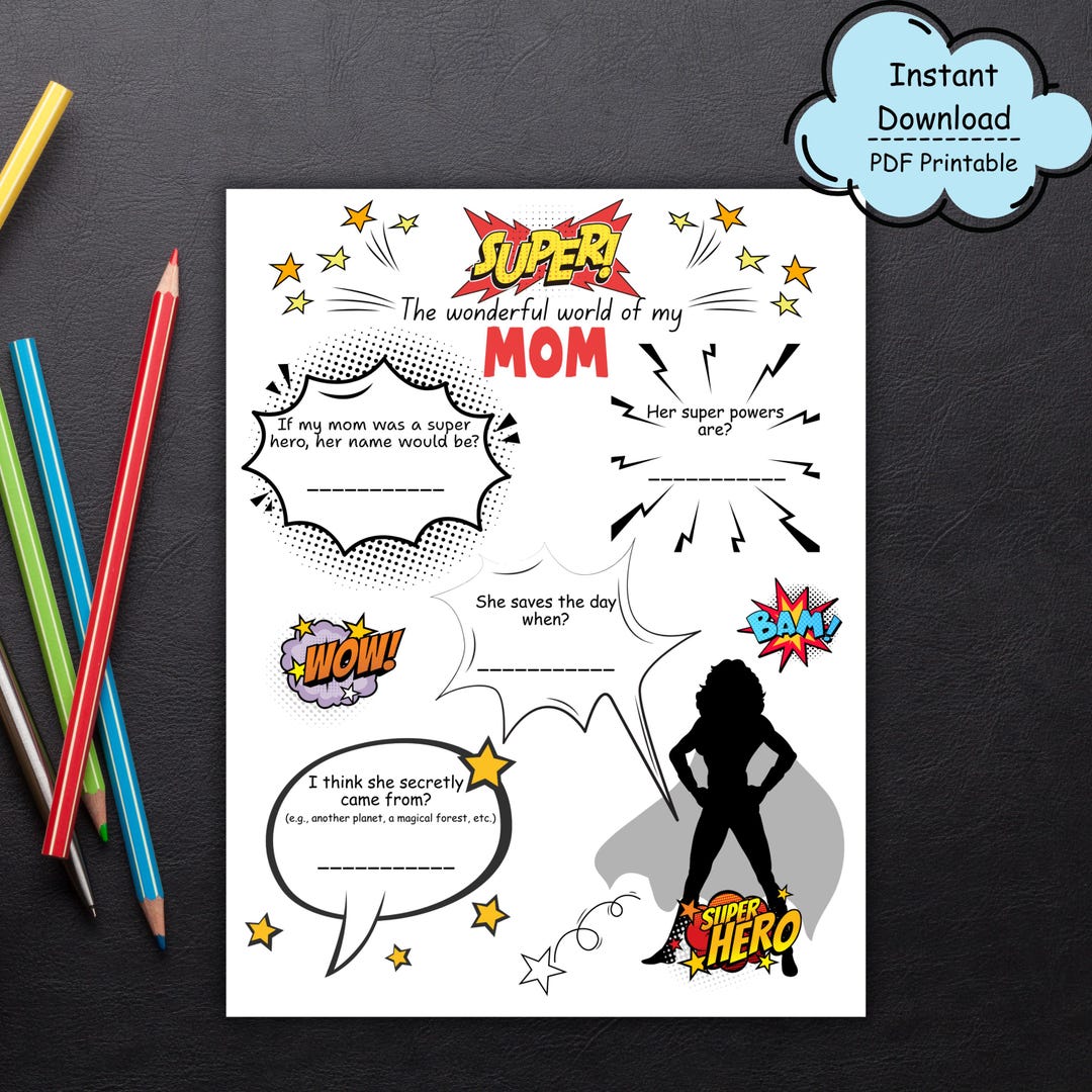 All About My Mom Printable Worksheet for Kids | Superhero Mother’s Day ...