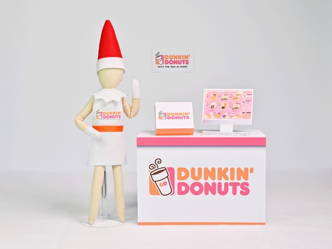Dunkin Donuts Elf Display Prop, Doll Costume, Elf Clothes, Christmas ...