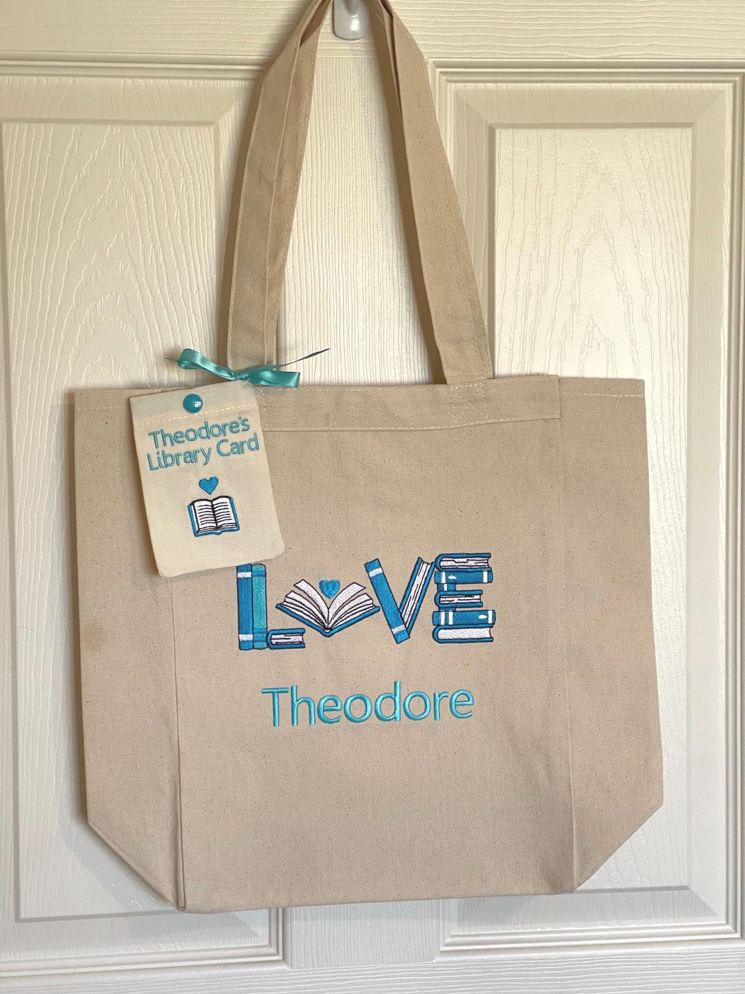 Personalized Embroidered Library Tote Bag, Cotton Canvas Book Bag - Etsy