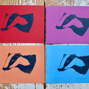 Hand Printed Art Original Art Badger Art Badger Postcards - Etsy