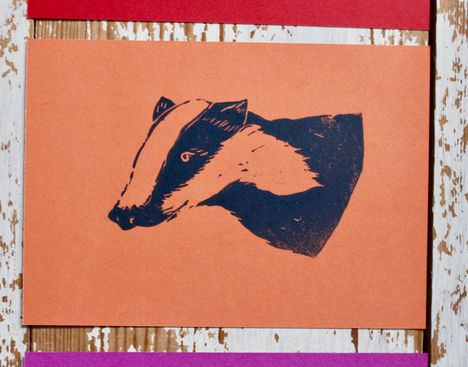 Hand Printed Art Original Art Badger Art Badger Postcards - Etsy
