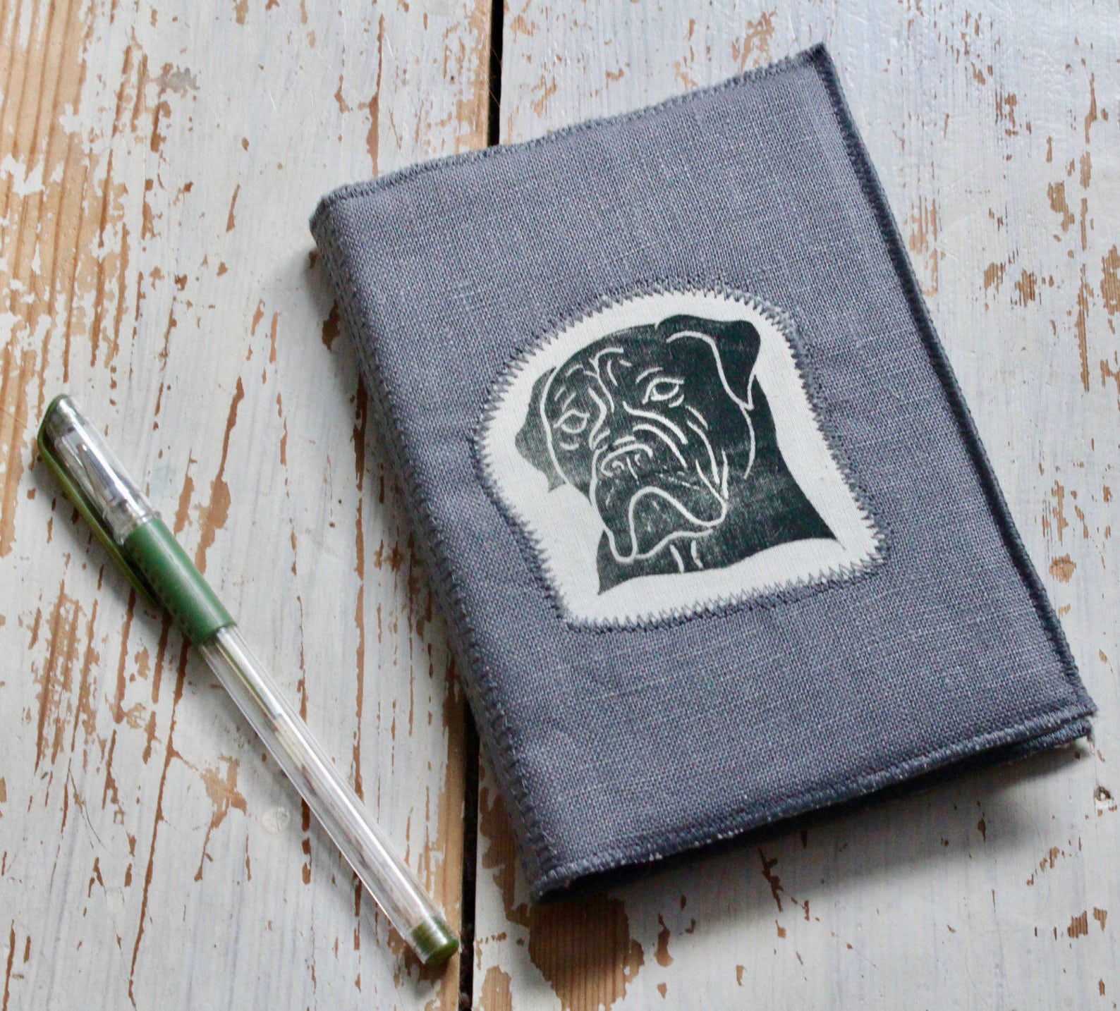 Hand Printed Notebook Cover Dog Print Hand Printed Dog - Etsy UK