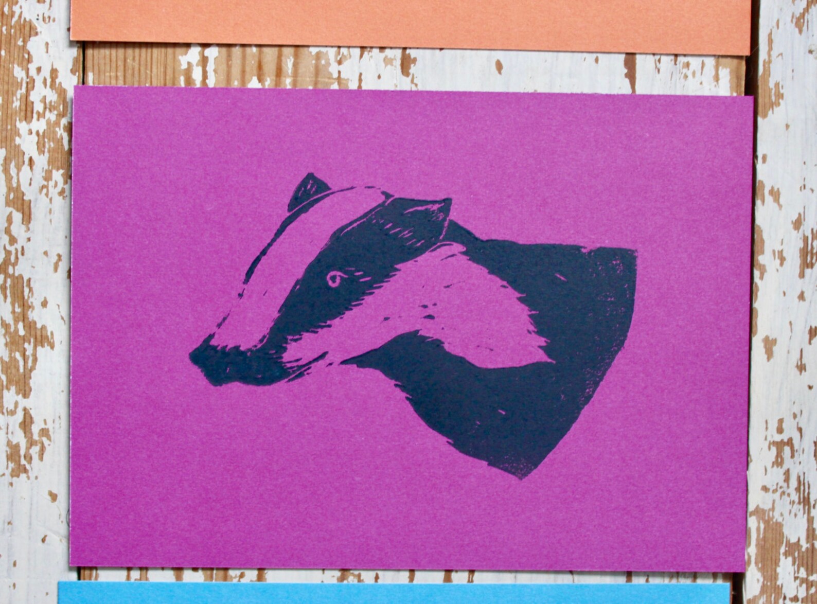 Hand Printed Art Original Art Badger Art Badger Postcards - Etsy
