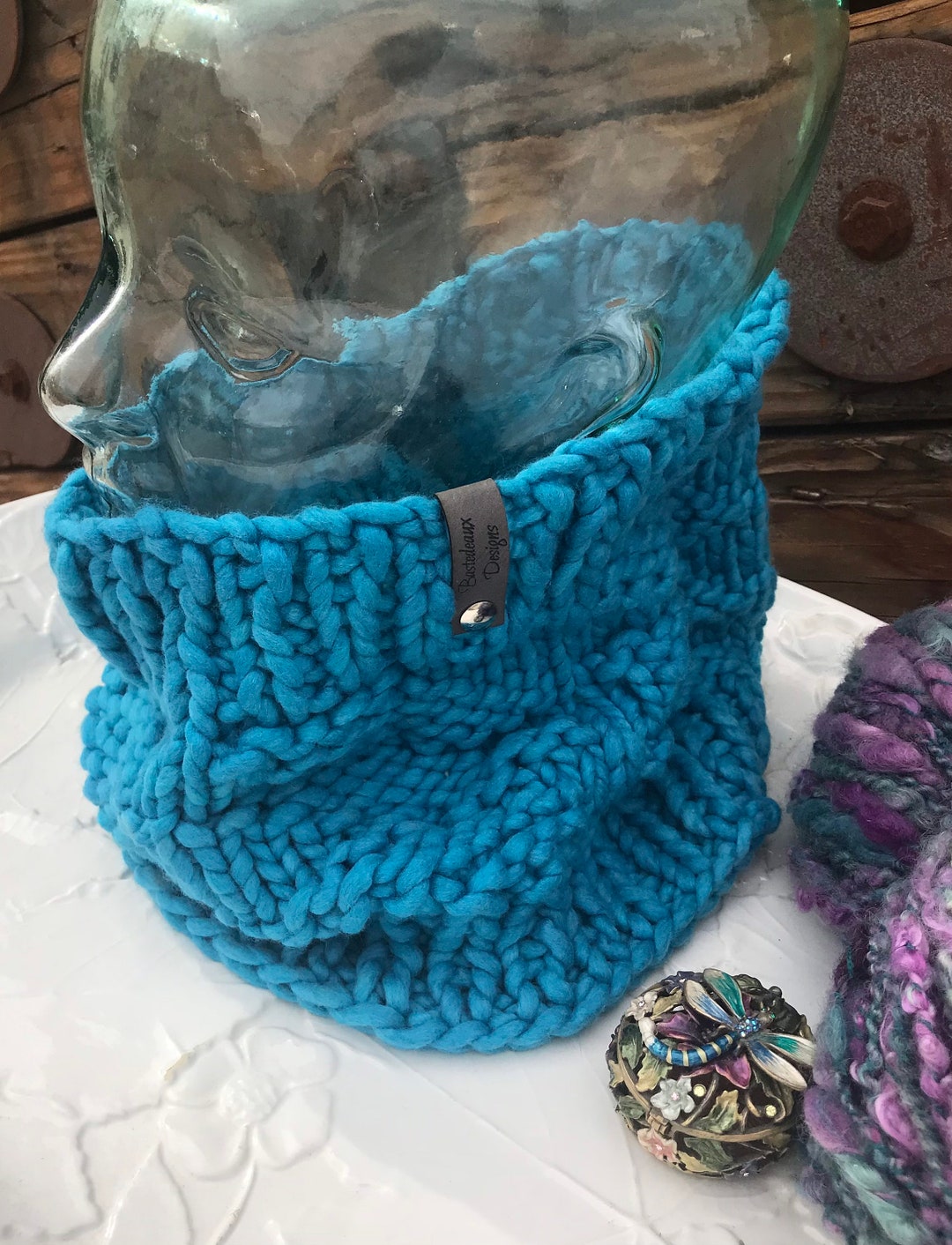 Luxury Cowl, Adult Cowl, Wool Cowl, Blue Cowl, Cowl, Knitted Cowl, Blue ...