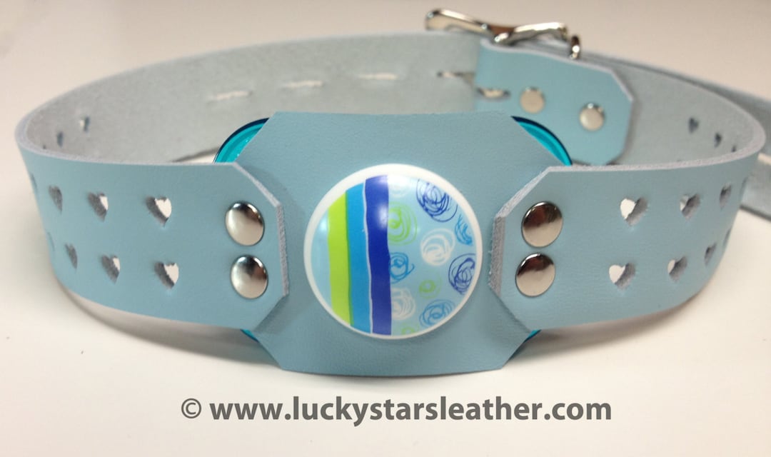 Locking Pacifier Gag With Hearts/locking Dummy Gag Baby Blue Leather ...