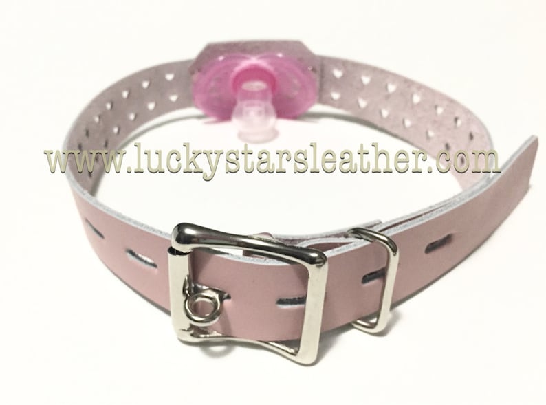 Locking Pacifier Gag With Hearts/locking Dummy Gag Baby Pink Leather ...