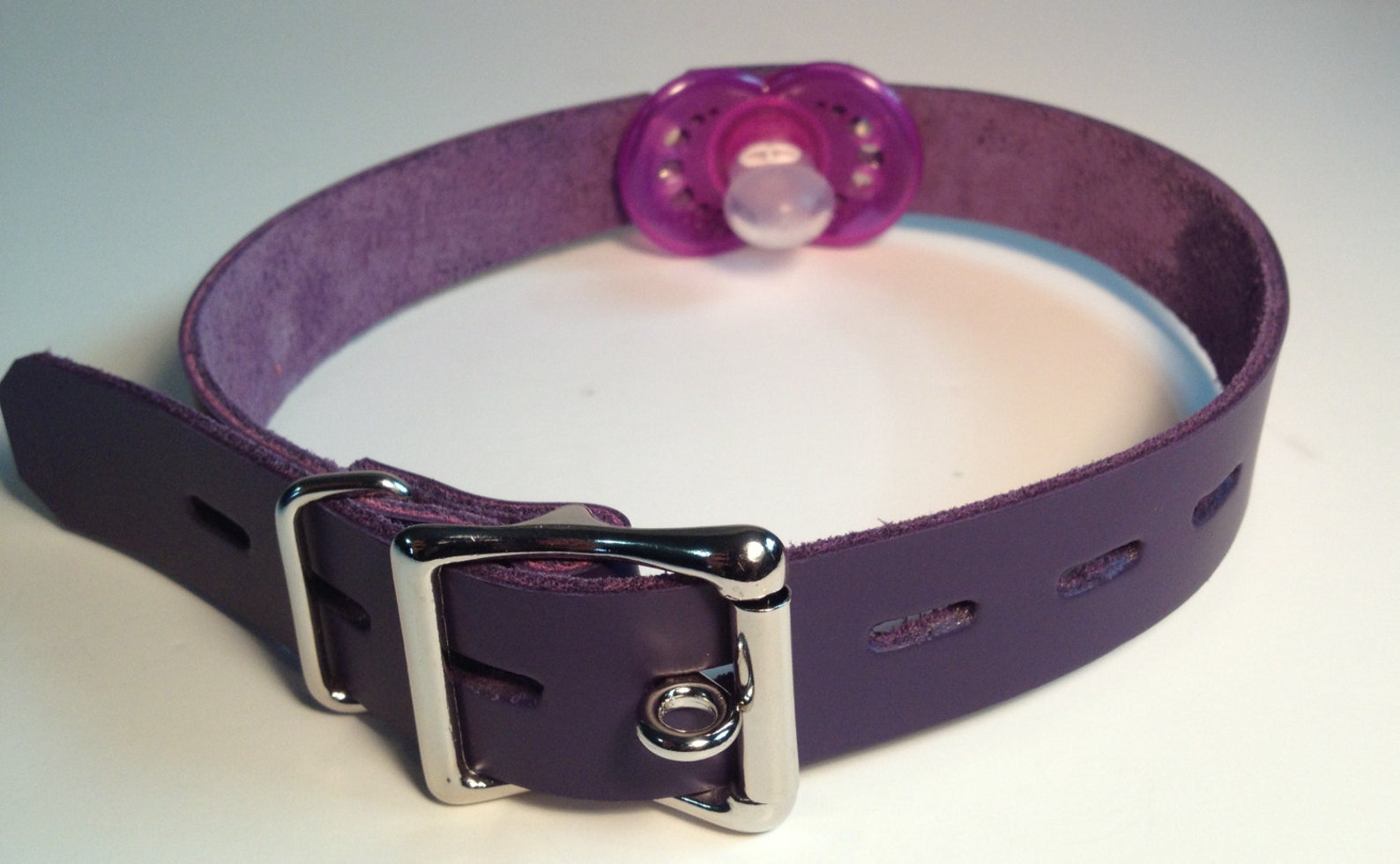 Locking Pacifier Gag Locking Dummy Gag Purple Leather made to Order ...