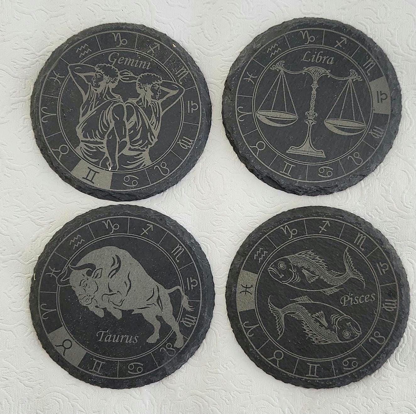 Engraved Slate Coasters With Zodiac Signs Are Perfect for a Gift - Etsy