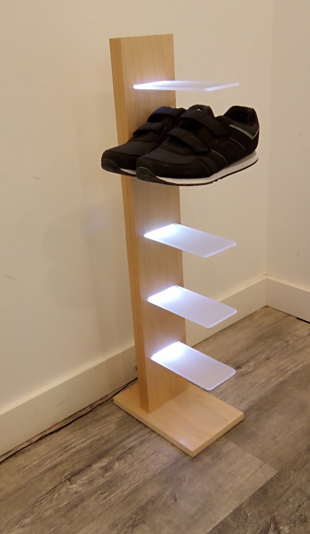 LED Shoe/sneaker Rack With Frosted Acrylic Shelf and LED Remote ...