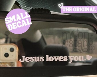 Jesus Loves You Car Decal, Rear View Mirror Decal, Vinyl Decal, Tiny ...