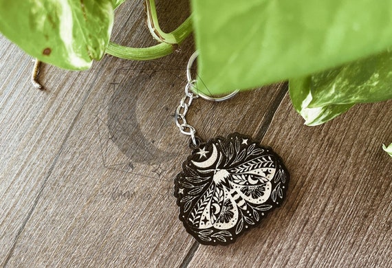Luna Moth Wood Keychain Moon Moth Keychain Moth Keychain - Etsy