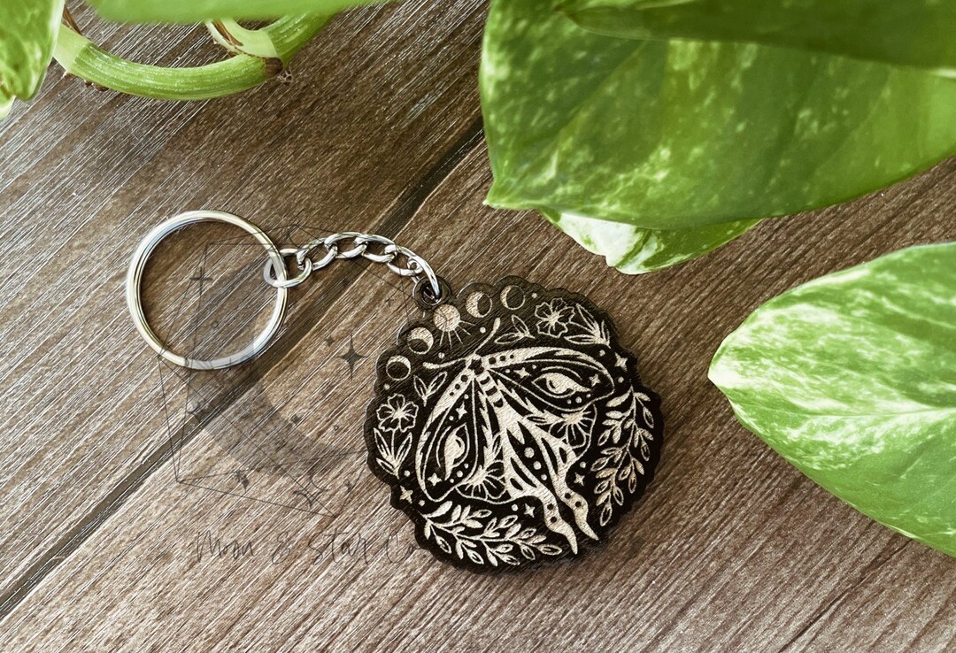 Luna Moth Wood Keychain Moon Moth Keychain Moth Keychain - Etsy