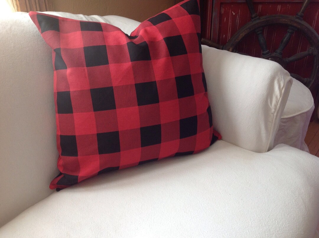 18 Red and Black Buffalo Check Pillow Sham, Farmhouse, Christmas - Etsy