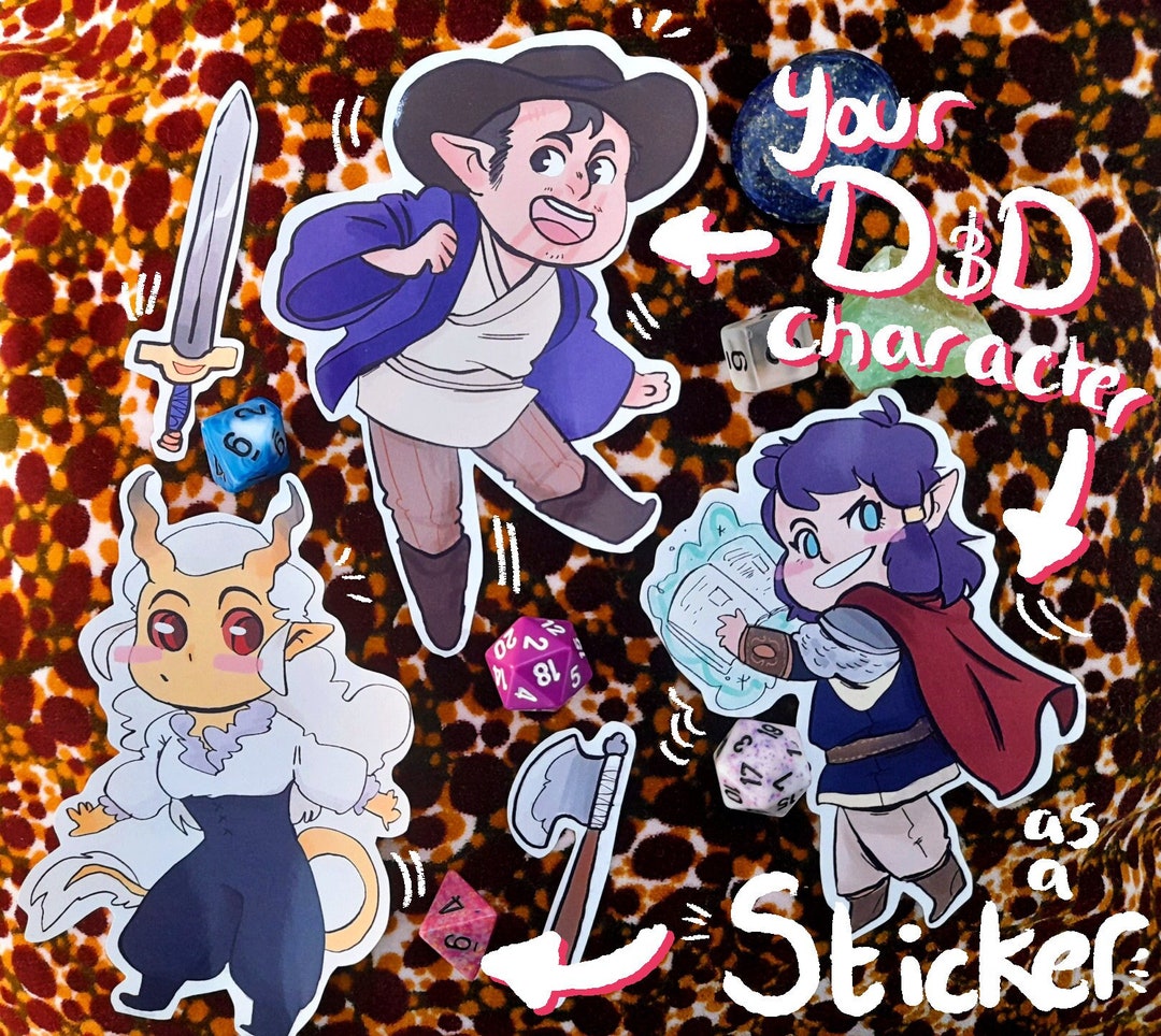 Custom D&D Character Stickers, Dnd Sticker Pack, Cute Dnd Chibi Vinyl ...